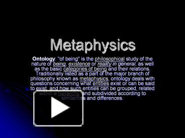 Metaphysics presentation | free to view
