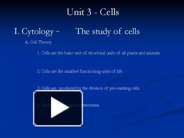 PPT – Unit 3 - Cells PowerPoint presentation | free to download - id ...