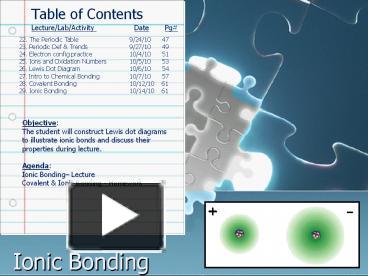 PPT – Ionic Bonding PowerPoint presentation | free to view - id: 701e82 ...