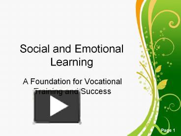 Social and Emotional Learning presentation | free to view