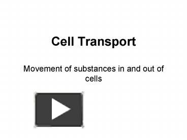 Cell Transport Movement of substances in and out of cells presentation ...