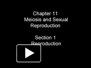 PPT – Chapter 11 Meiosis and Sexual Reproduction Section 1 Reproduction ...