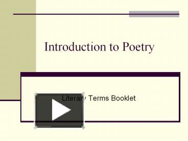 Introduction to Poetry presentation | free to download