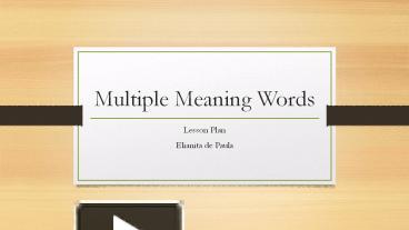 PPT – Multiple Meaning words PowerPoint presentation | free to download ...