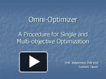 Omni-Optimizer A Procedure for Single and Multi-objective Optimization presentation | free to ...