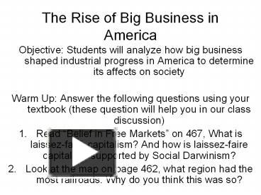 PPT – The Rise of Big Business in America PowerPoint presentation ...