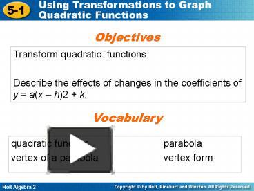 PPT – Transform quadratic functions. PowerPoint presentation | free to ...