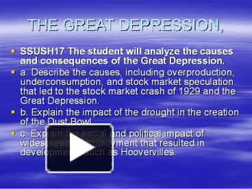 THE GREAT DEPRESSION, presentation | free to view