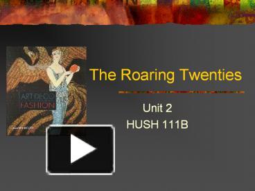 PPT – The Roaring Twenties PowerPoint presentation | free to view - id ...