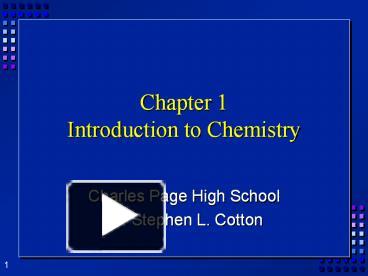 PPT – Chapter 1 Introduction to Chemistry PowerPoint presentation ...
