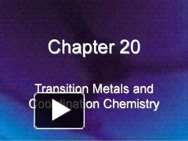 Transition Metals and Coordination Chemistry presentation | free to ...