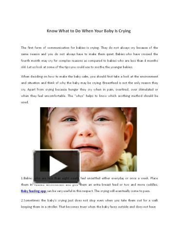 PPT – Know What to Do When Your Baby Is Crying PowerPoint presentation ...