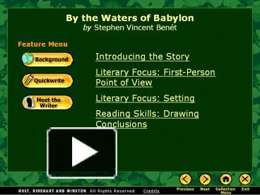 PPT – By the Waters of Babylon by Stephen Vincent Ben PowerPoint ...