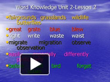 PPT – Word Knowledge Unit 2Lesson 2 PowerPoint presentation | free to ...