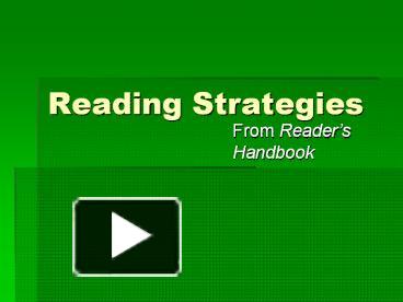 PPT – Reading Strategies PowerPoint presentation | free to download ...