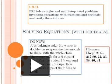 Solving Equations! {with decimals} presentation | free to download