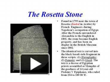 The Rosetta Stone presentation | free to view