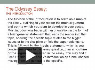 PPT – The Odyssey Essay: THE INTRODUCTION PowerPoint presentation ...