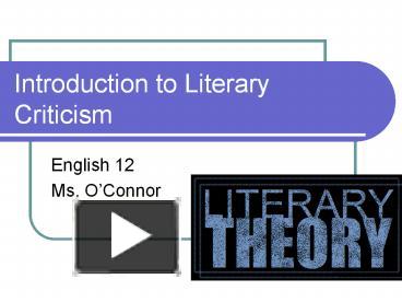 Introduction to Literary Criticism presentation | free to download