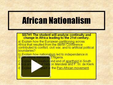 African Nationalism presentation | free to view
