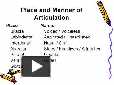 Place and Manner of Articulation presentation | free to download