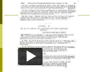 The Indian Act of 1876 presentation | free to download
