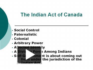The Indian Act of Canada presentation | free to download