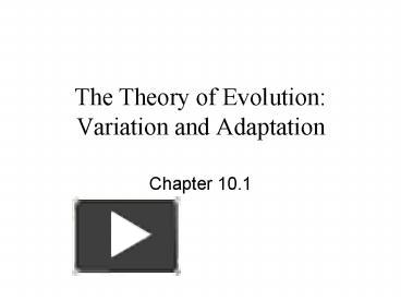 PPT – The Theory of Evolution: Variation and Adaptation PowerPoint ...