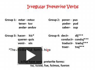 Irregular Preterite Verbs presentation | free to view
