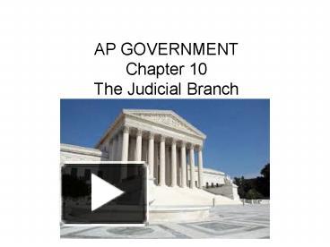 AP GOVERNMENT Chapter 10 The Judicial Branch presentation | free to view