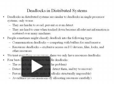 PPT – Deadlocks in Distributed Systems PowerPoint presentation | free to download - id: 73f5c9-ZWU0N