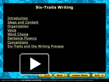 PPT – Six-Traits Writing PowerPoint presentation | free to view - id ...