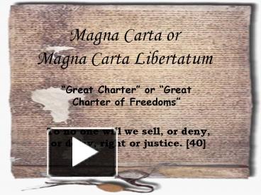 Magna Carta or Magna Carta Libertatum presentation | free to download