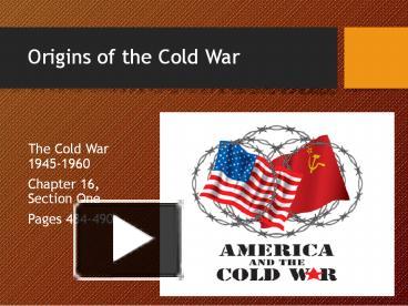 PPT – Origins of the Cold War PowerPoint presentation | free to ...