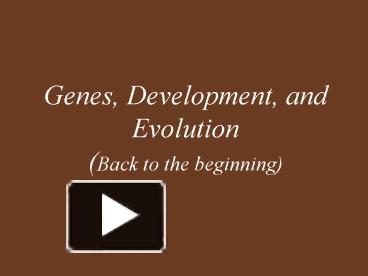 PPT – Genes, Development, and Evolution (Back to the beginning ...