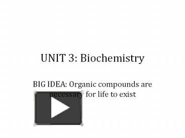PPT – UNIT 3: Biochemistry PowerPoint presentation | free to view - id ...
