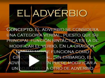 EL ADVERBIO presentation | free to download