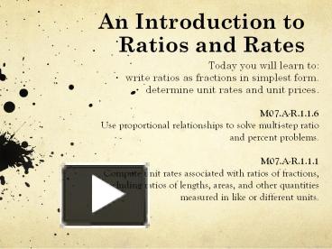 An Introduction to Ratios and Rates presentation | free to view