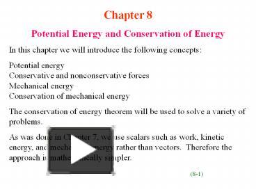PPT – Potential Energy and Conservation of Energy PowerPoint ...