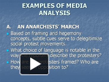 EXAMPLES OF MEDIA ANALYSIS presentation | free to view