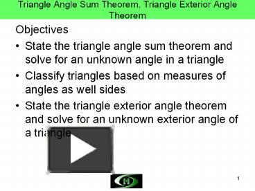 Triangle Angle Sum Theorem, Triangle Exterior Angle Theorem ...