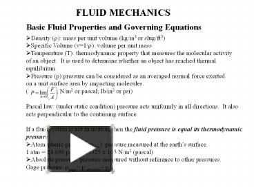 Basic Fluid Properties and Governing Equations presentation | free to download