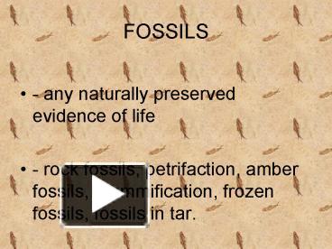FOSSILS presentation | free to view