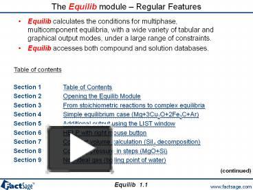 PPT – The Equilib module PowerPoint presentation | free to download - id: 751d43-MmRkZ