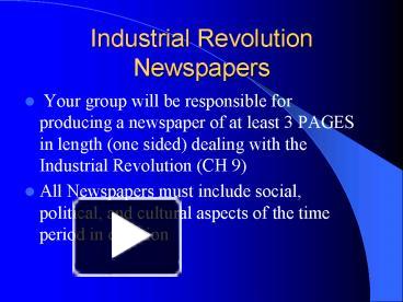PPT – Industrial Revolution Newspapers PowerPoint presentation | free ...
