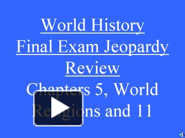 World History Final Exam Jeopardy Review Chapters 5, World Religions ...