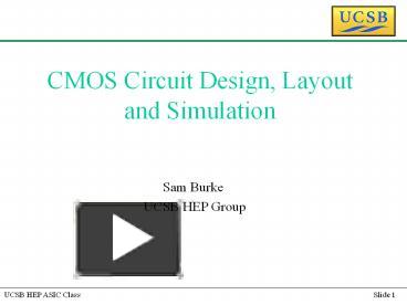 CMOS Circuit Design, Layout and Simulation presentation | free to download