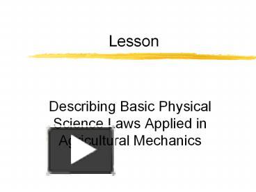Describing Basic Physical Science Laws Applied in Agricultural ...