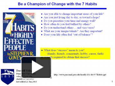PPT – Be a Champion of Change with the 7 Habits PowerPoint presentation | free to download - id ...