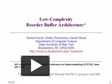 PPT – Low-Complexity Reorder Buffer Architecture* PowerPoint presentation | free to download ...